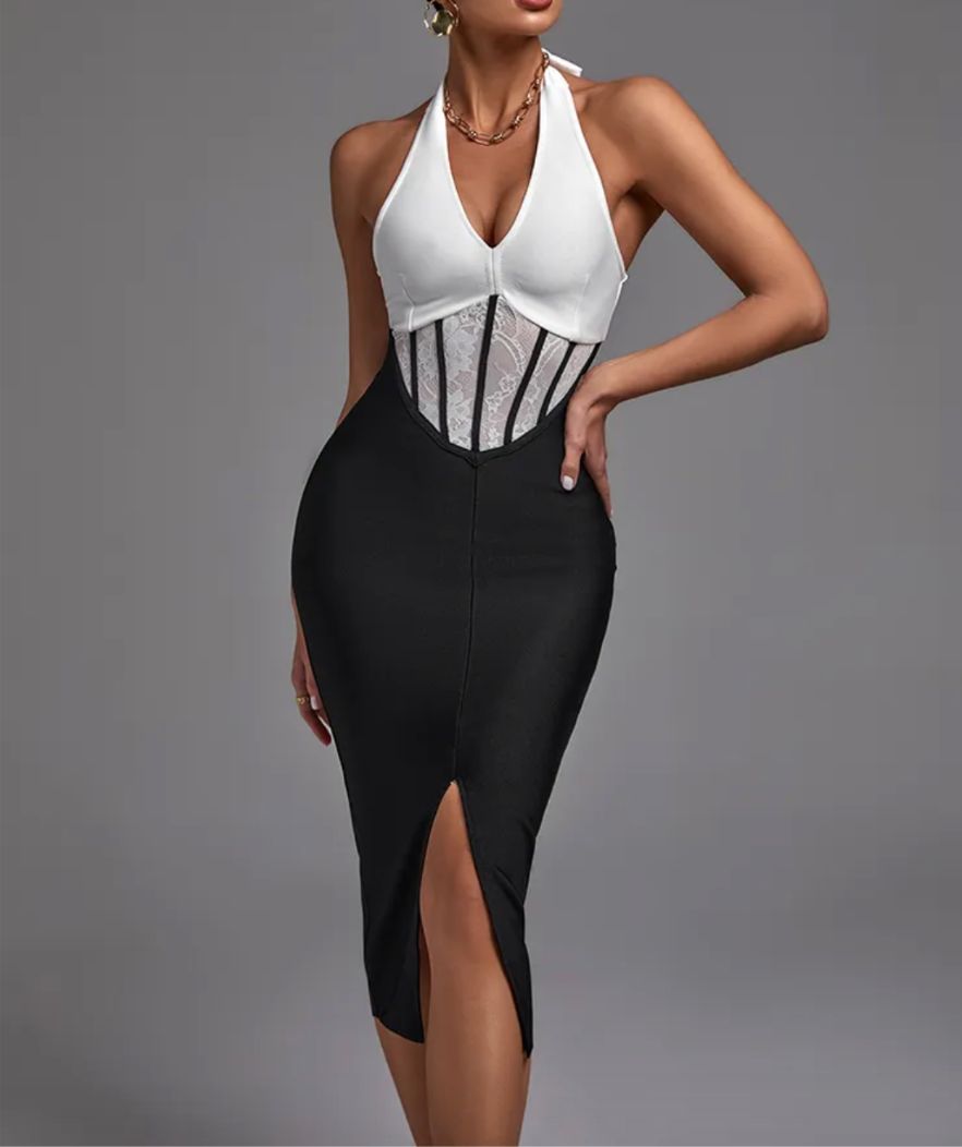 Robe Corset Noire Et Blanche | Univers Corset